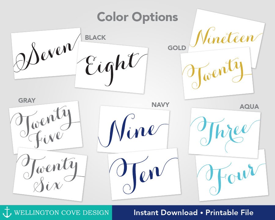 Printable Calligraphy Table Numbers 1-30 • Instant Download • Wedding ...