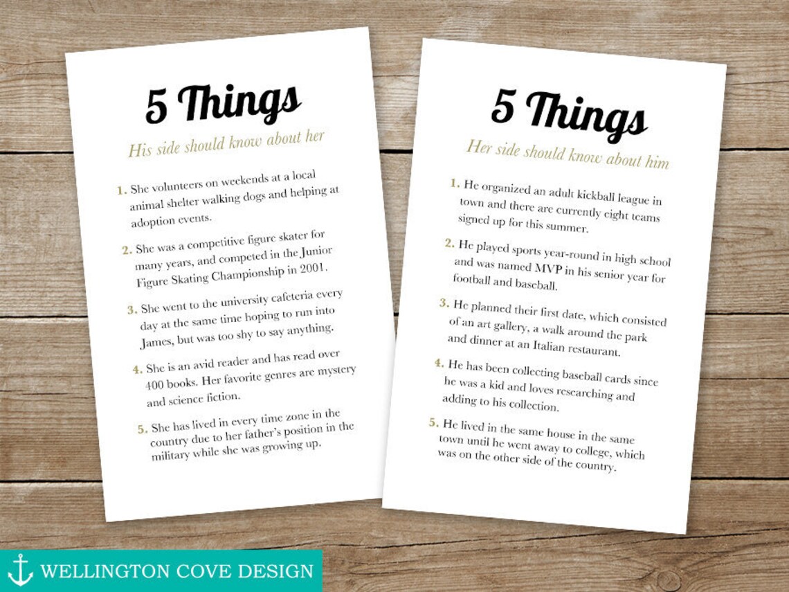 Printable 5 Things Template for Microsoft Word Engagement | Etsy