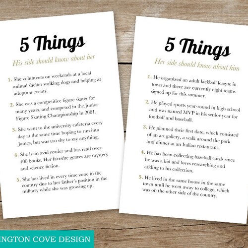 Printable 5 Things Template for Microsoft Word Engagement - Etsy