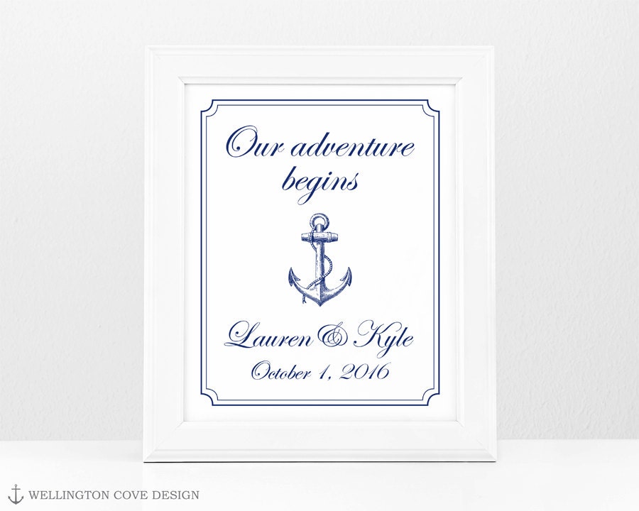 Nautical Wedding Welcome Sign Printable Navy Anchor Poster Our ...