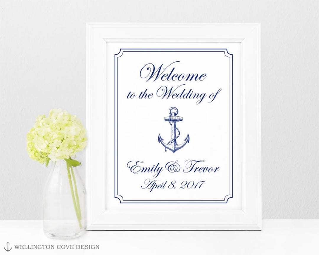 Nautical Wedding Welcome Sign Printable • Navy Anchor Poster • Our ...