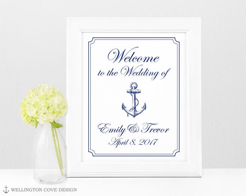 Nautical Wedding Welcome Sign Printable • Navy Anchor Poster • Our ...