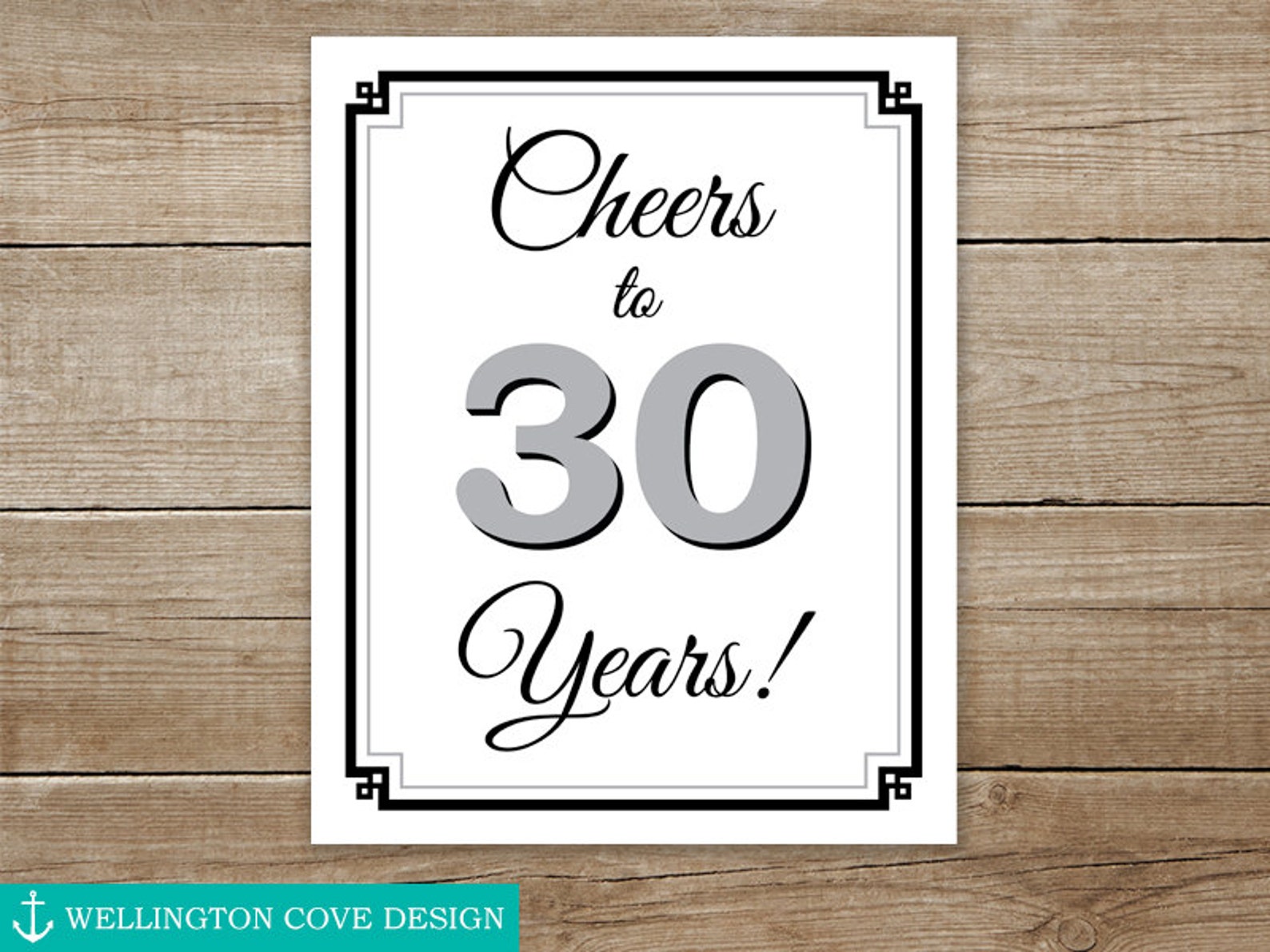 Printable Cheers to 30 Years Sign 30th Birthday Sign 30th Anniversary ...