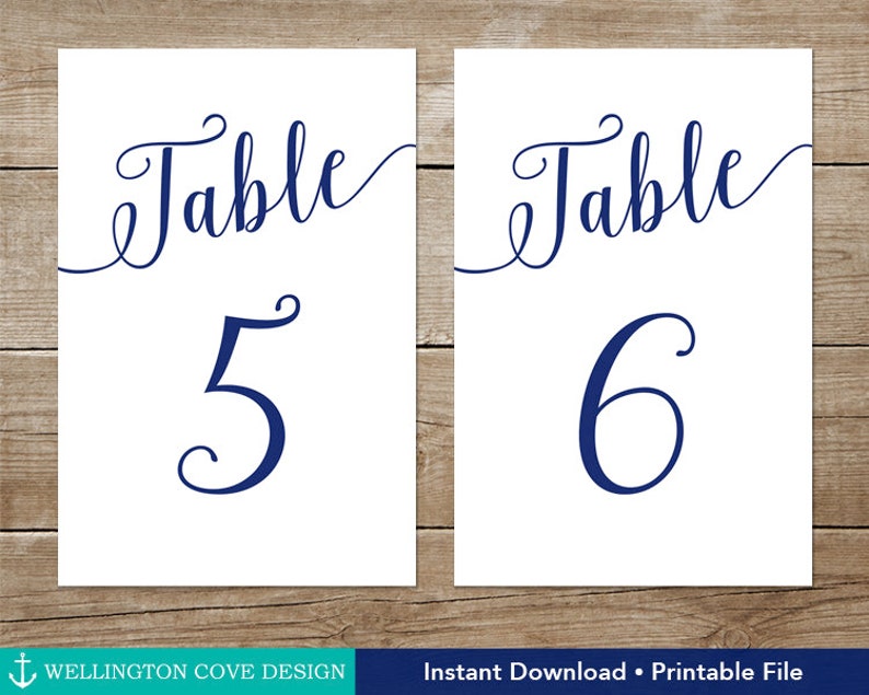 Buy Navy Wedding Table Numbers 1-50 Blue Calligraphy Script Online in ...