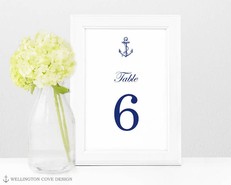 Printable Nautical Wedding Table Numbers 1-40 Navy Anchor - Etsy