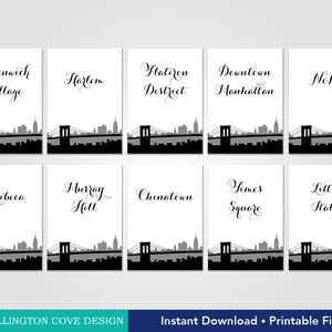 Printable New York City Table Numbers Signs • NYC Wedding • Manhattan ...