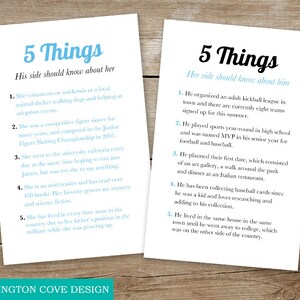 Printable 5 Things Template for Microsoft Word • Engagement Party ...