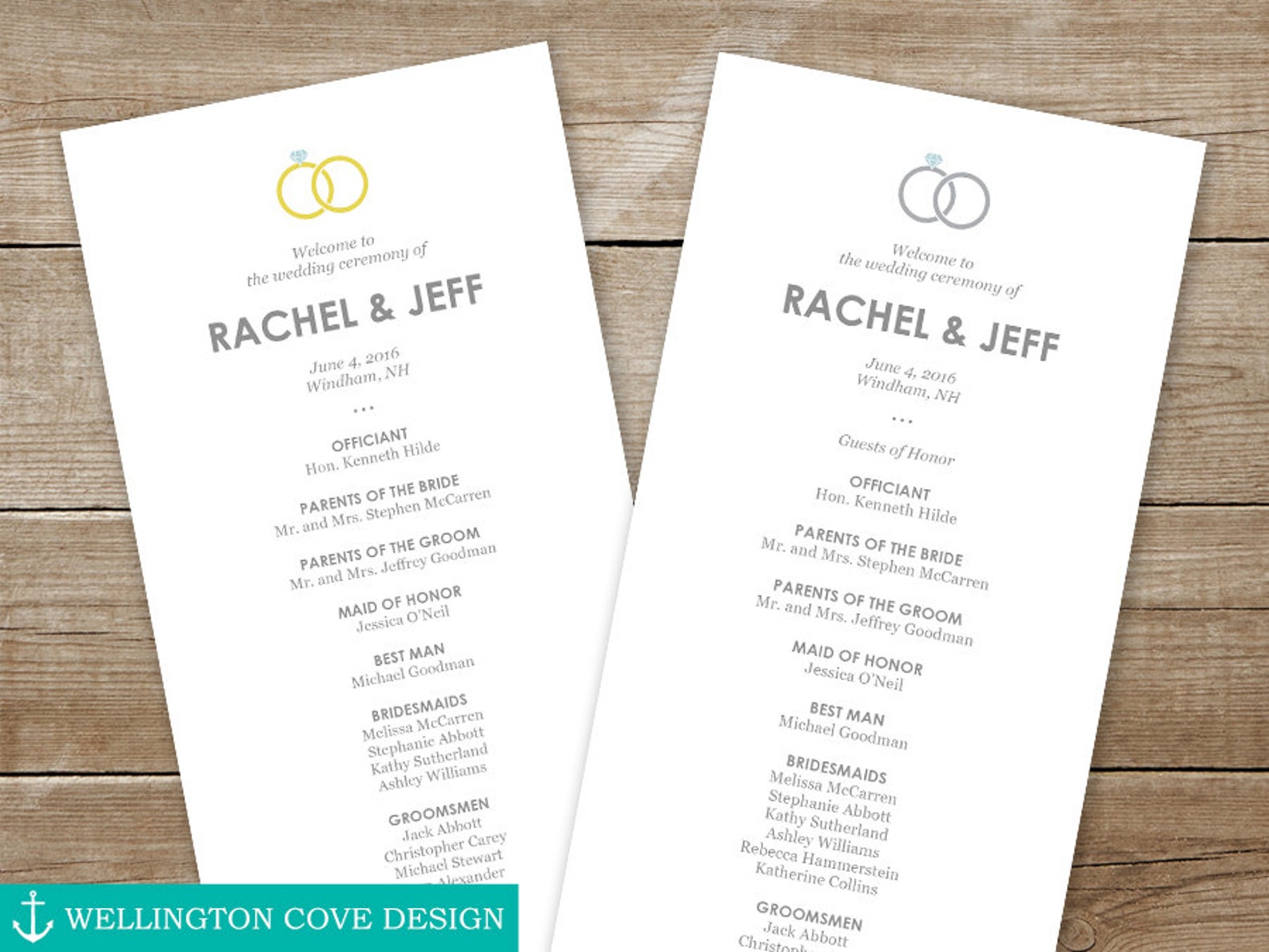 Wedding Ceremony Program Template for Microsoft Word Silver Gold ...