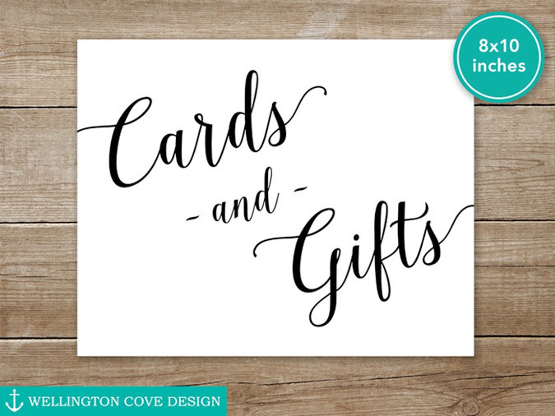 Cards and Gifts Printable Wedding Sign Instant Download | Etsy