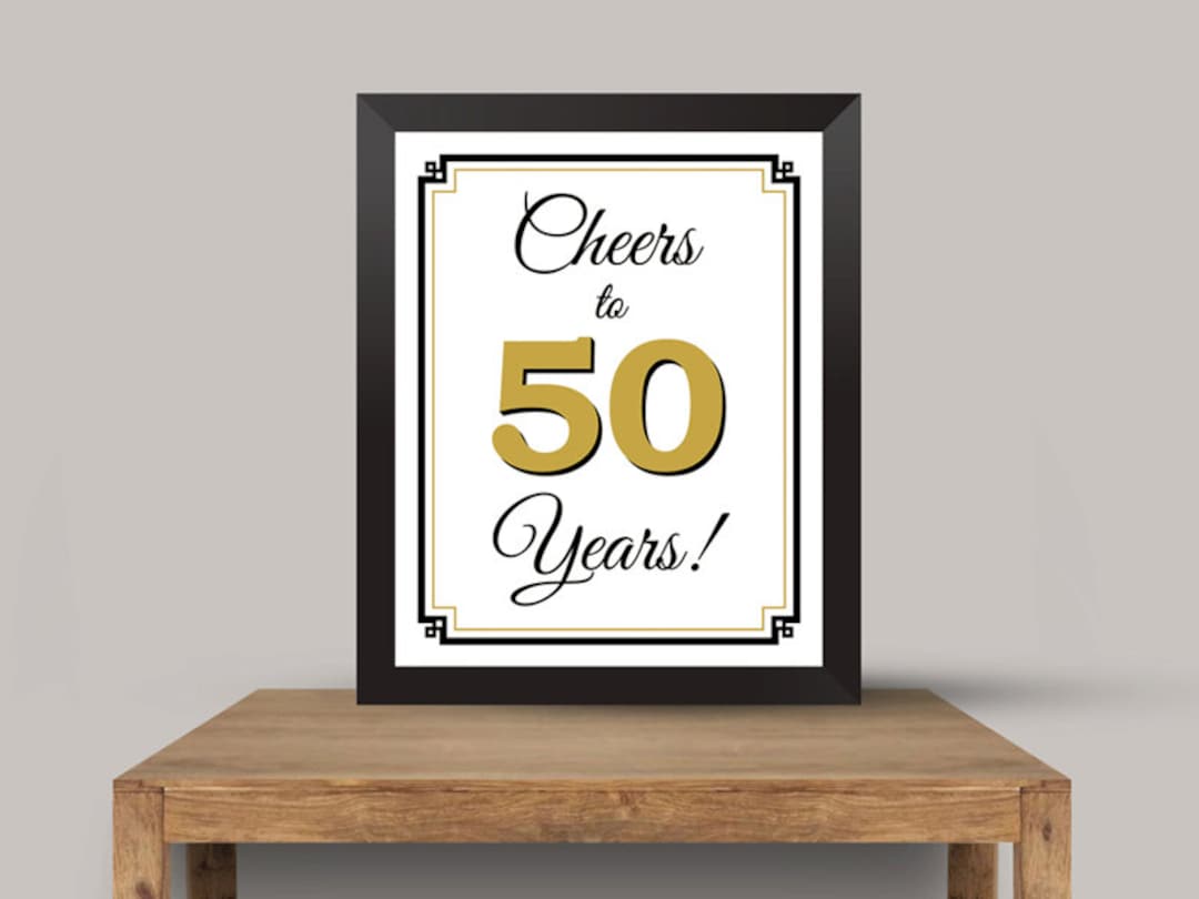 Printable Cheers to 50 Years Sign 50th Birthday 50th Anniversary Poster ...