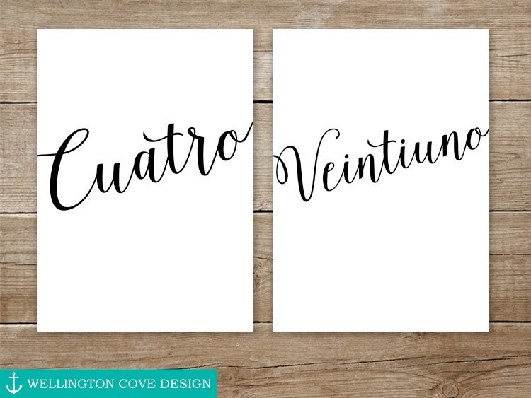 Printable Spanish Table Numbers 1-30 • Wedding • Español Números De La ...