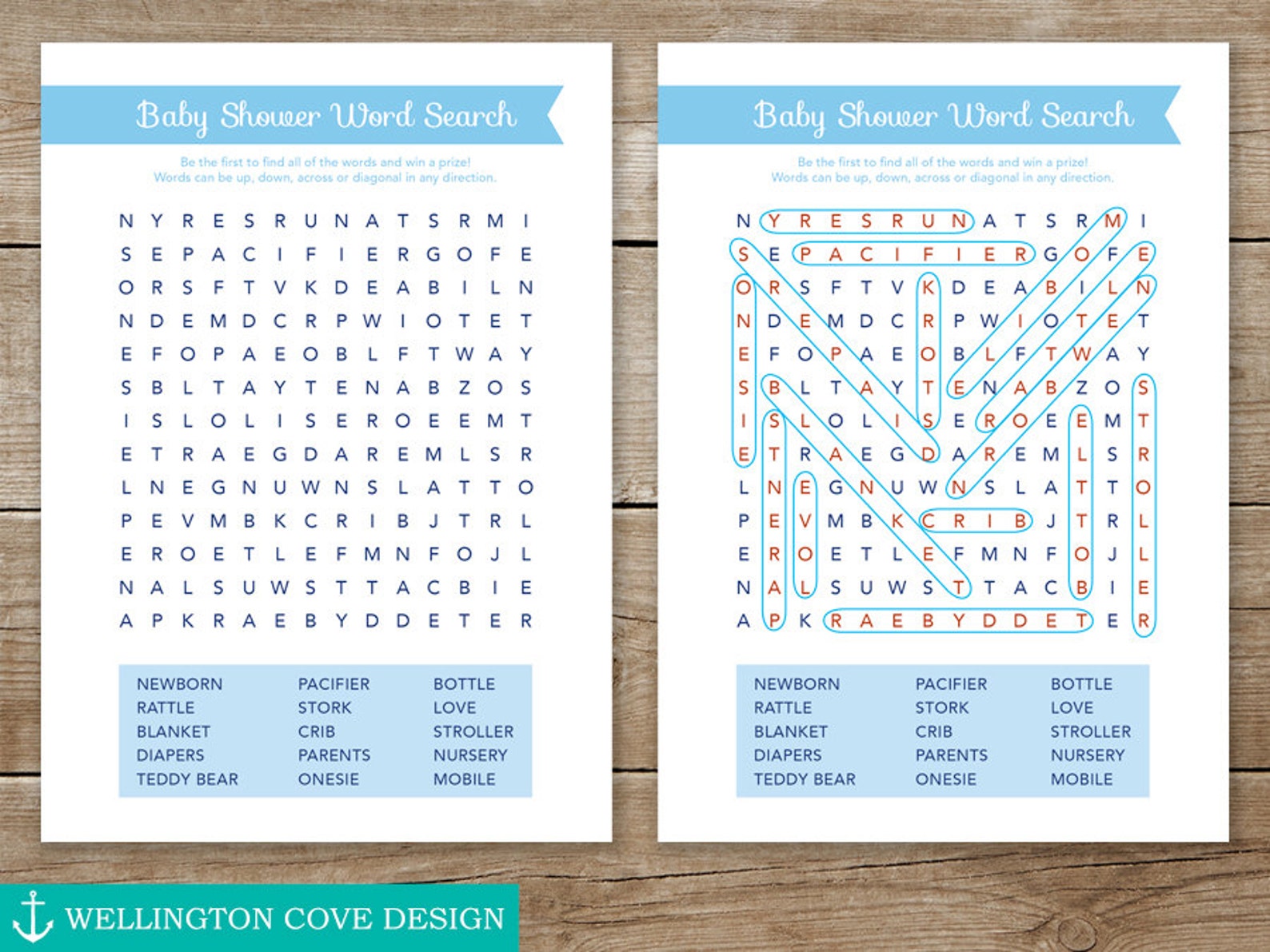 Printable Baby Shower Word Search Game Instant Download • Boy Girl or ...