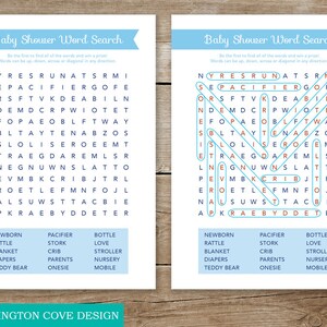 Printable Baby Shower Word Search Game Instant Download • Boy Girl or ...