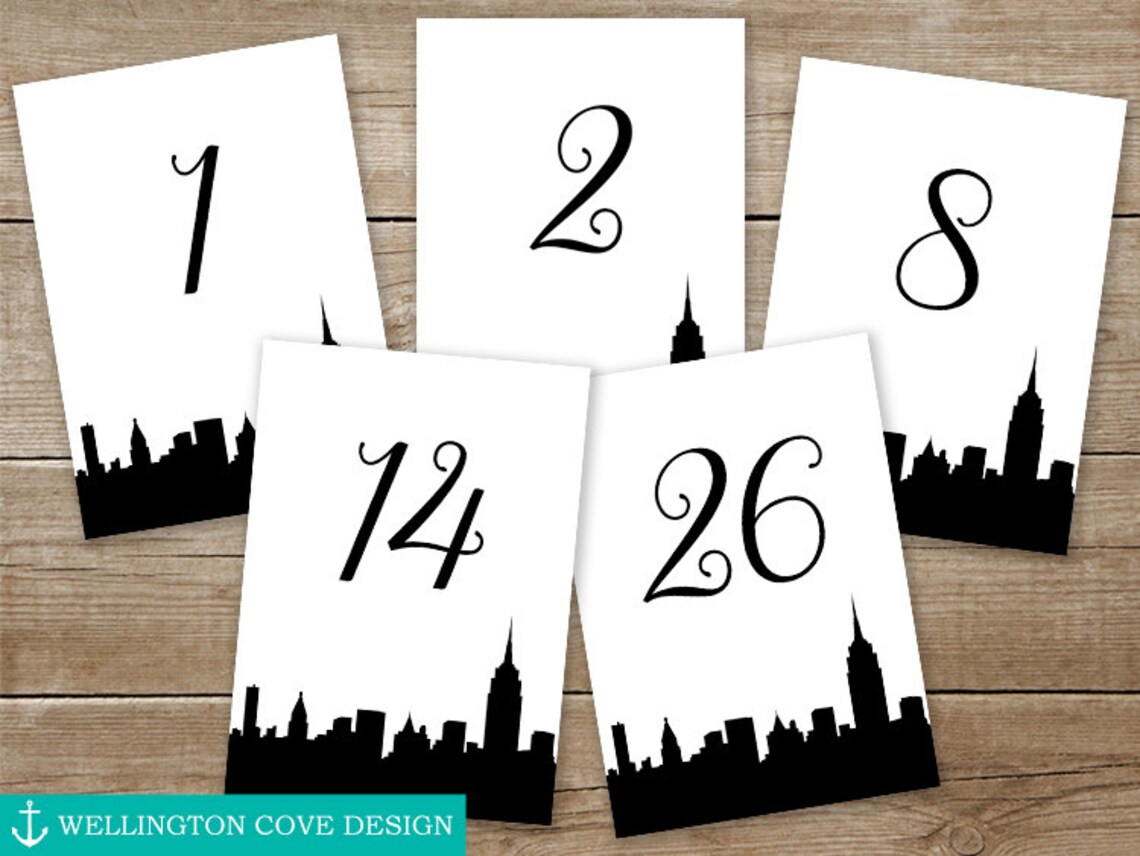 NYC Skyline Table Numbers 1-30 for Wedding or Event • Printable DIY ...