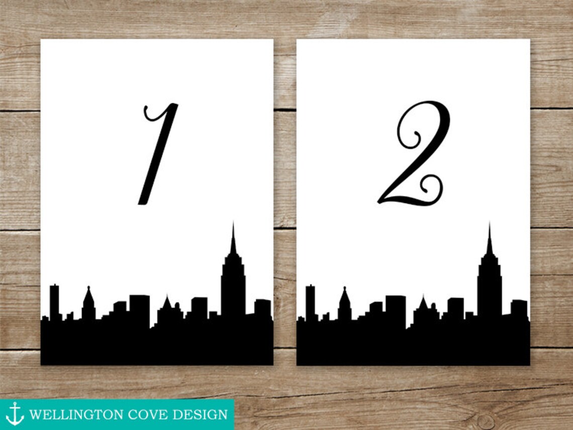 NYC Skyline Table Numbers 1-30 for Wedding or Event Printable DIY ...