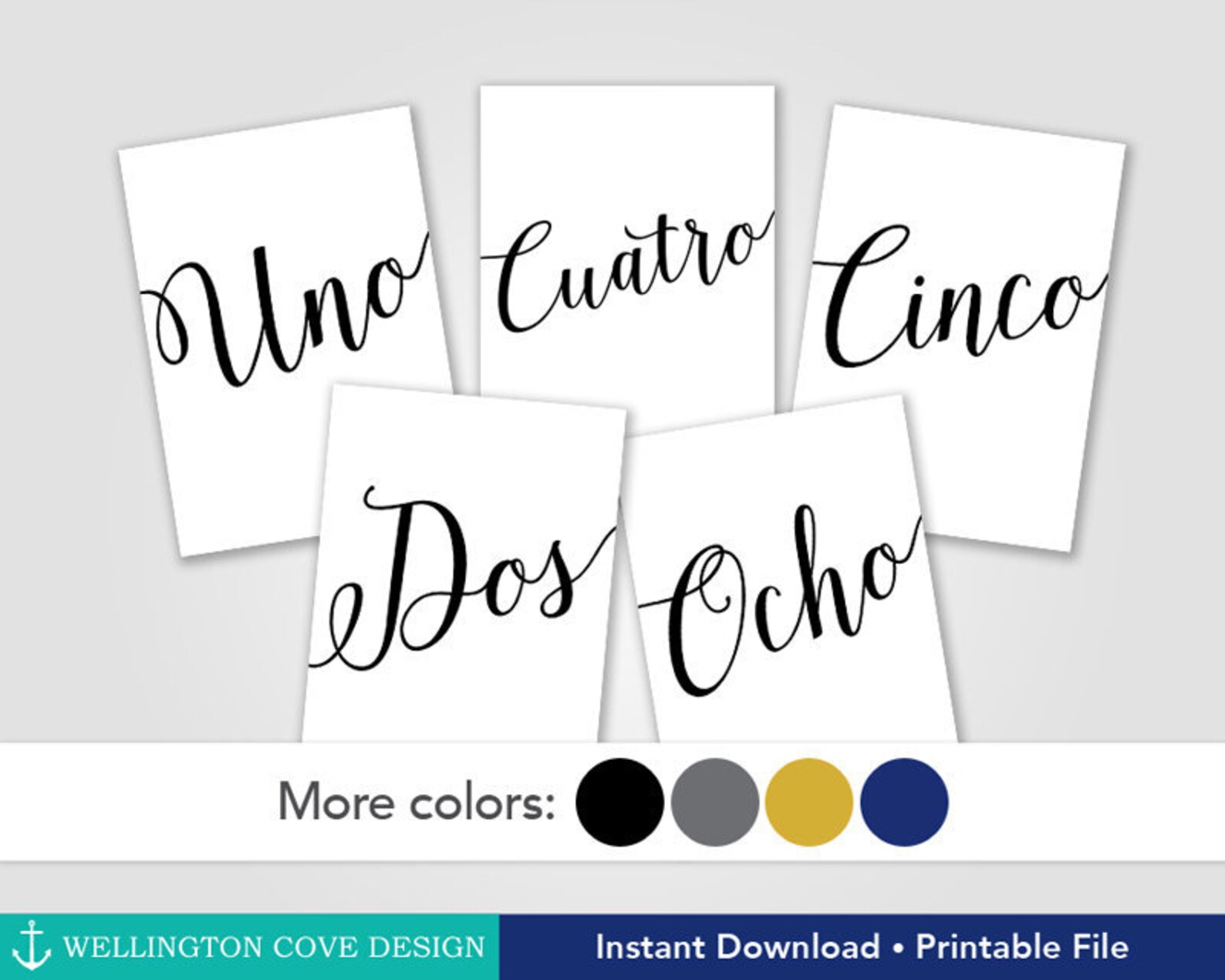 Printable Spanish Table Numbers 1-30 • Wedding • Español Números De La ...
