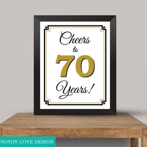 Cheers to 70 Years Printable Sign • 70th Birthday Sign Party Decor ...