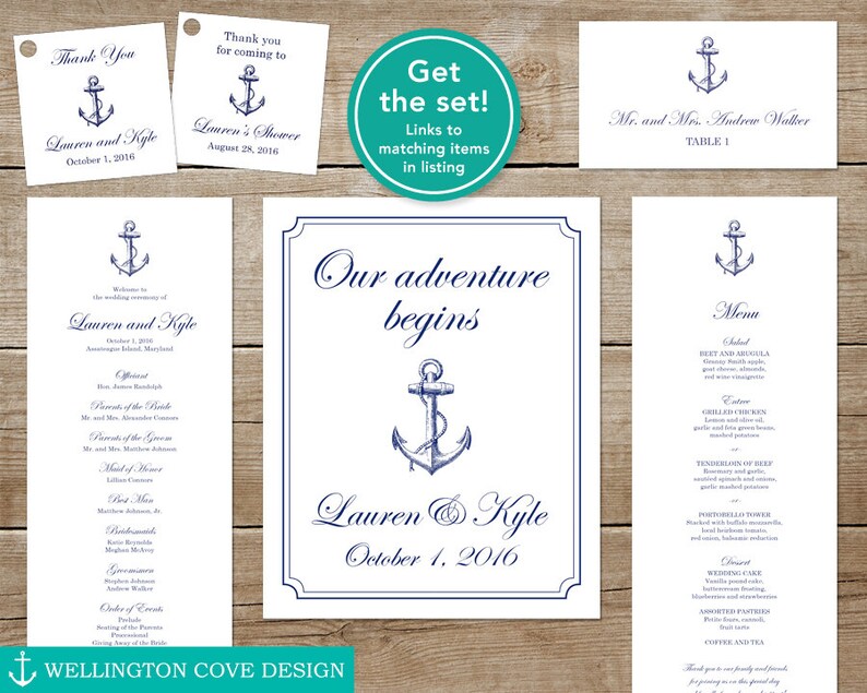 Nautical Wedding Program Template for Microsoft Word - Etsy