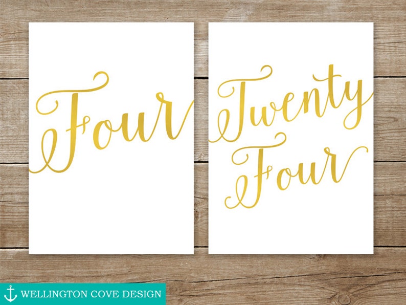 Gold Calligraphy Table Numbers • Wedding Table Signs • Gold Wedding ...