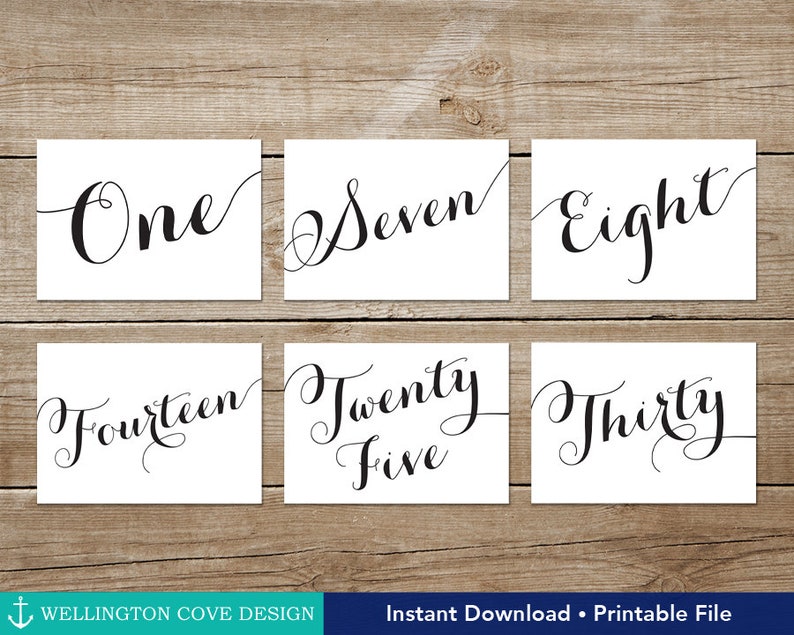 Printable Calligraphy Table Numbers 1-30 • Instant Download • Wedding ...