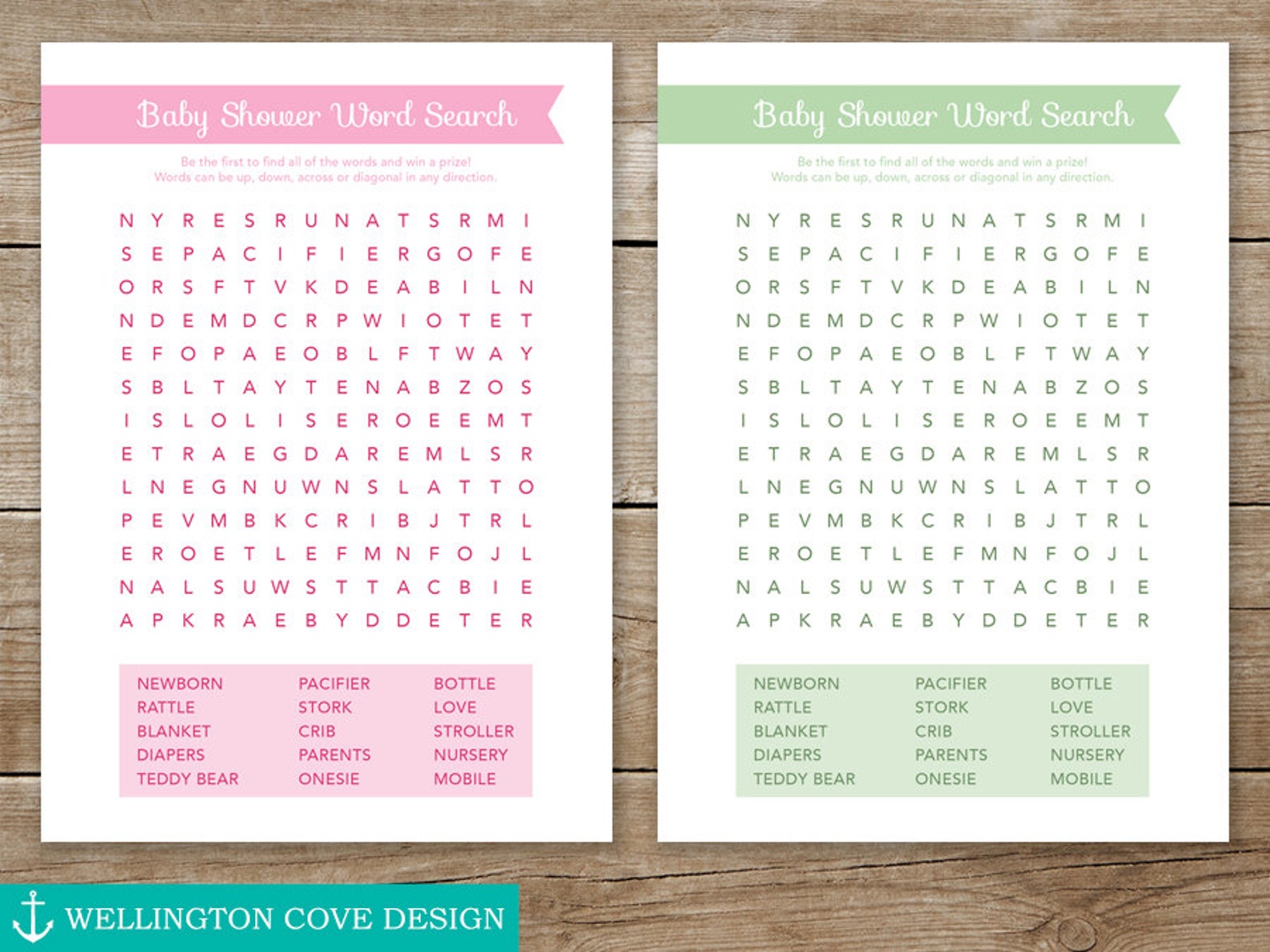 Printable Baby Shower Word Search Game Instant Download Boy Girl or ...