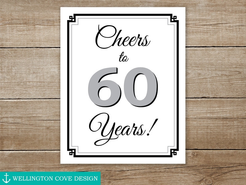 Printable 60th Birthday Sign 60th Anniversary Poster - Etsy