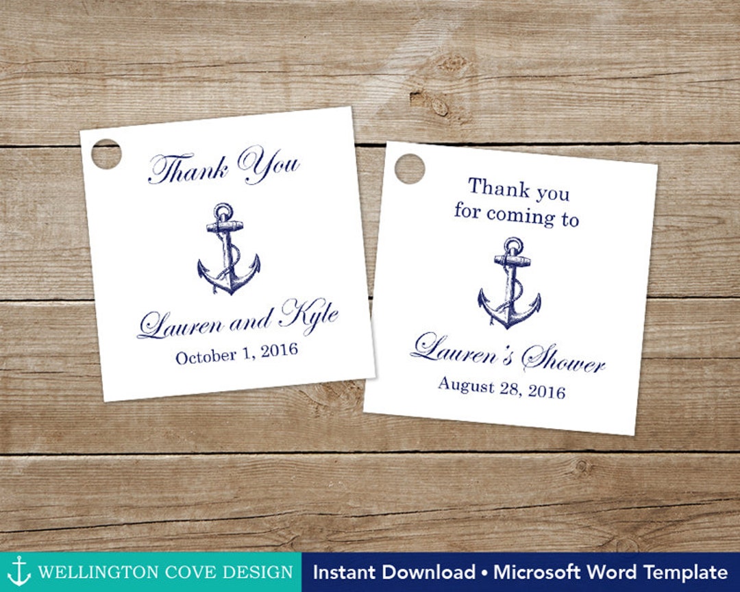 Printable Nautical Favor Tags • Editable Template for Microsoft Word ...