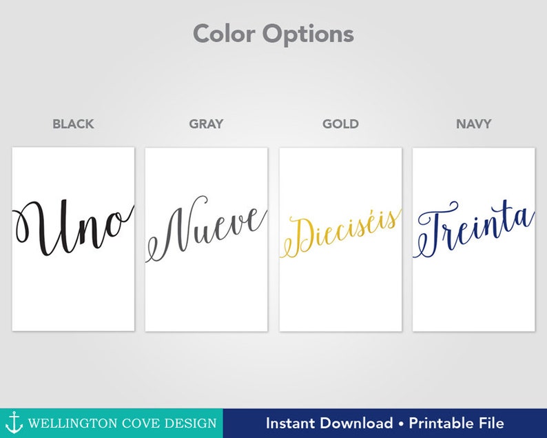 Printable Spanish Table Numbers 1-30 • Wedding • Español Números De La ...