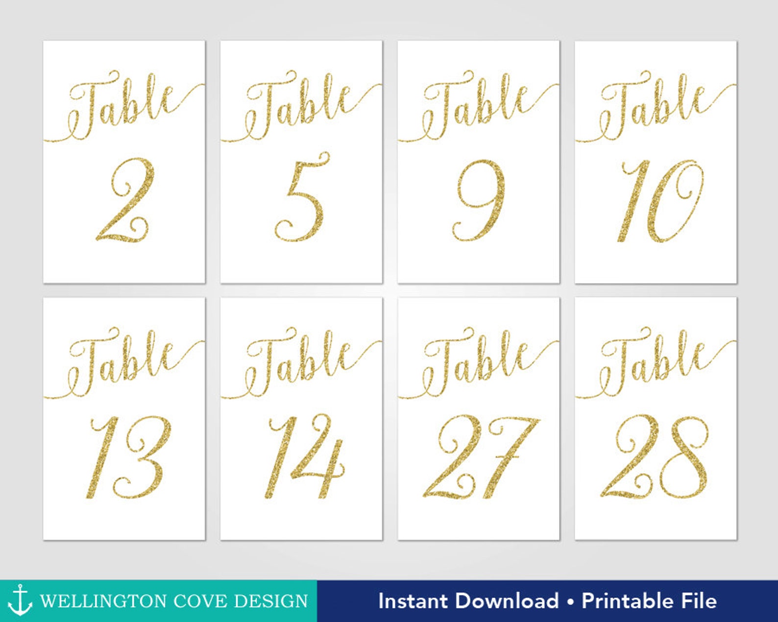 Printable Gold Glitter Table Numbers 1-30 Gold Wedding Table Numbers ...