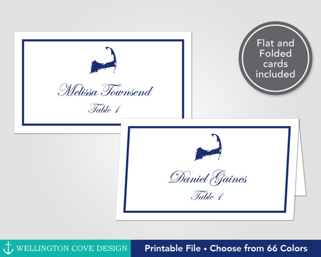 Cape Cod Wedding Place Cards DIY Template • Any Color • Cape Cod ...