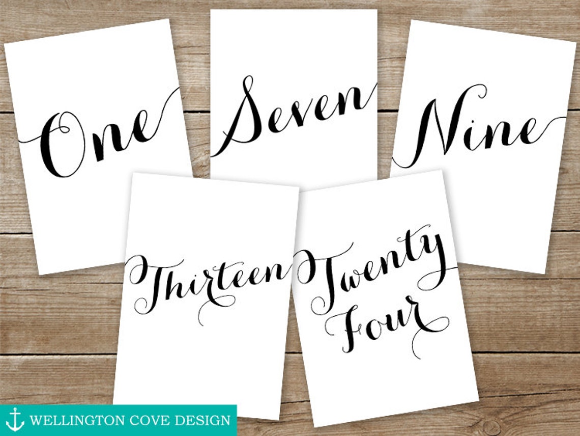 Calligraphy Table Numbers 1-30 Printable Instant Download Wedding Table ...