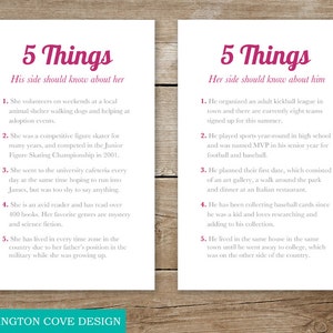 Printable 5 Things Template for Microsoft Word • Engagement Party ...