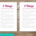 Printable 5 Things Template for Microsoft Word • Engagement Party ...