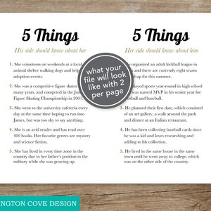 Printable 5 Things Template for Microsoft Word • Engagement Party ...
