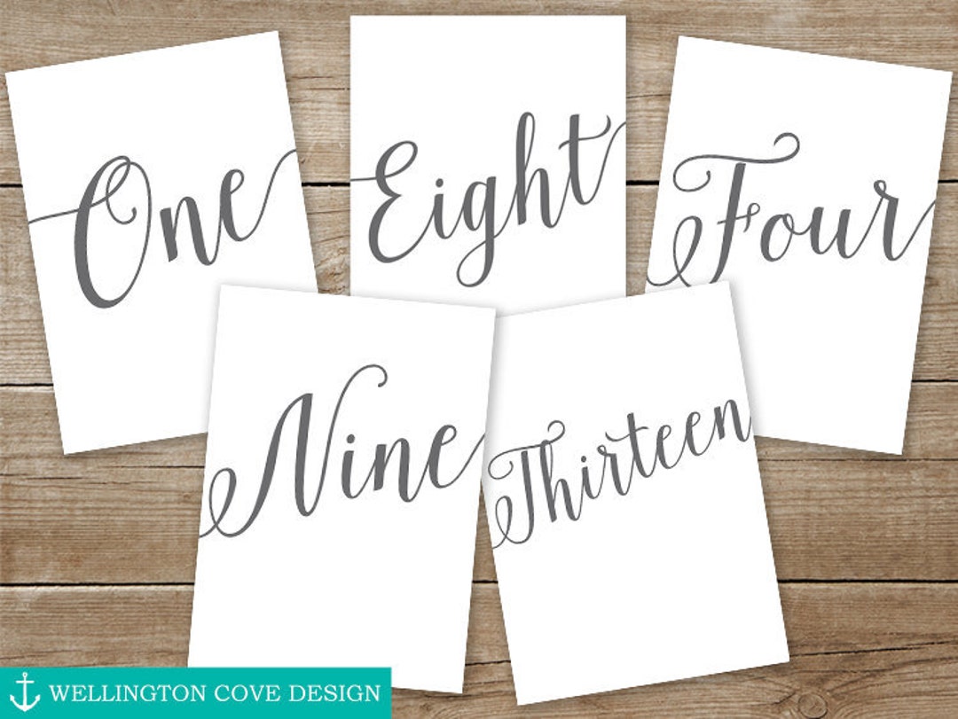 Printable Calligraphy Table Numbers 1-50 • Wedding Instant Download ...