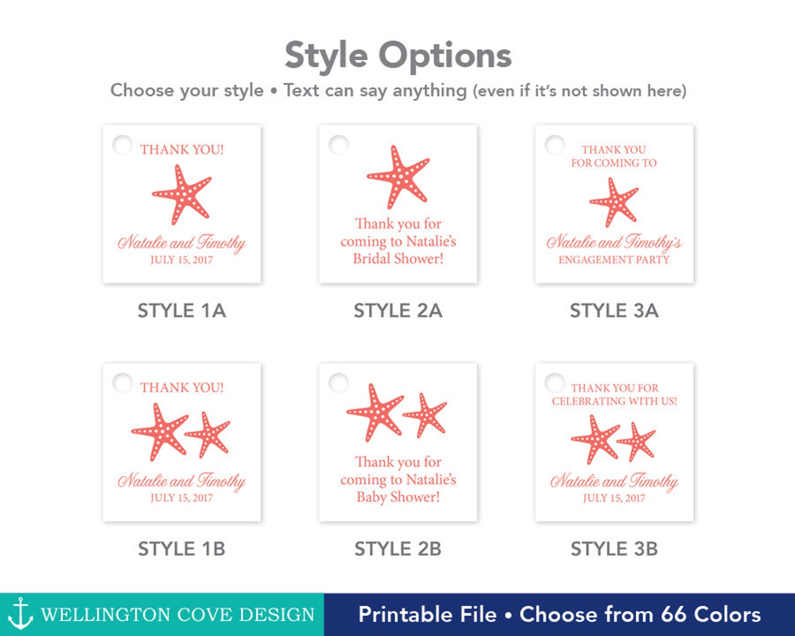 Starfish Favor Tags Digital Printable Beach Wedding Birthday Baby ...