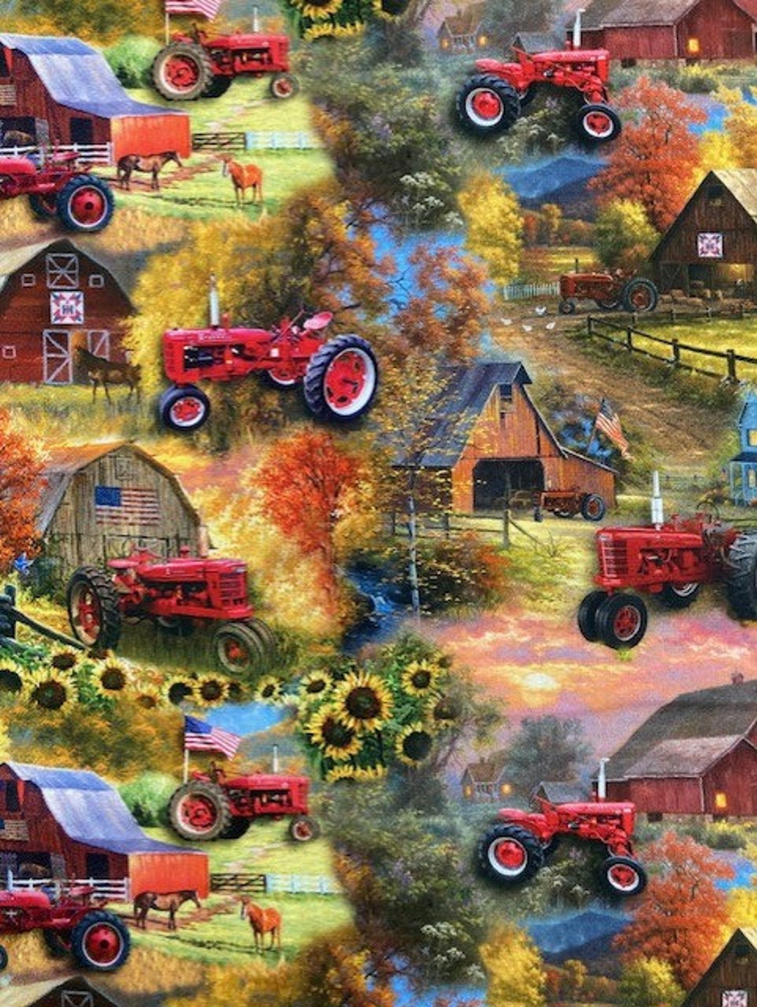 Farmall IH, Farmall Barns, 45" Quilting Fabric - Etsy