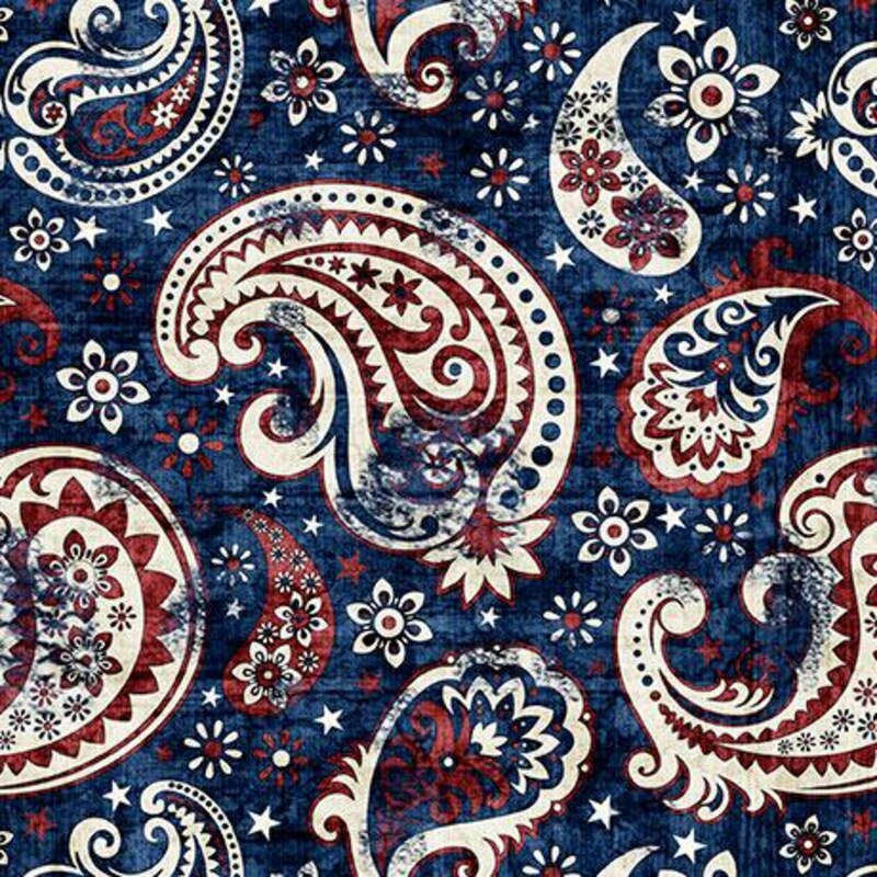Navy Blue Paisley Fabric - Etsy