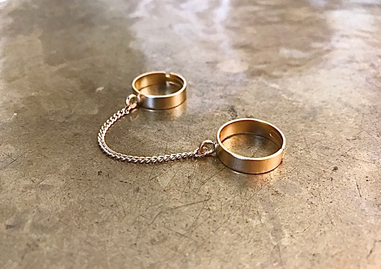 Double Finger Ring Ring With Chain Boho Ring for Women | Etsy