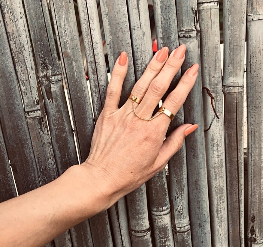 Double Finger Ring Ring With Chain Boho Ring for Women | Etsy