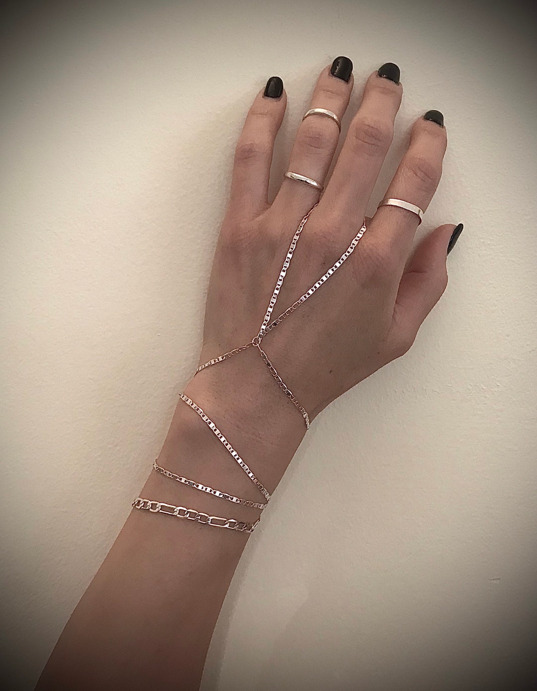 Slave Bracelet, Silver Hand Chain, Hand Ornament, Finger Chain, Silver ...