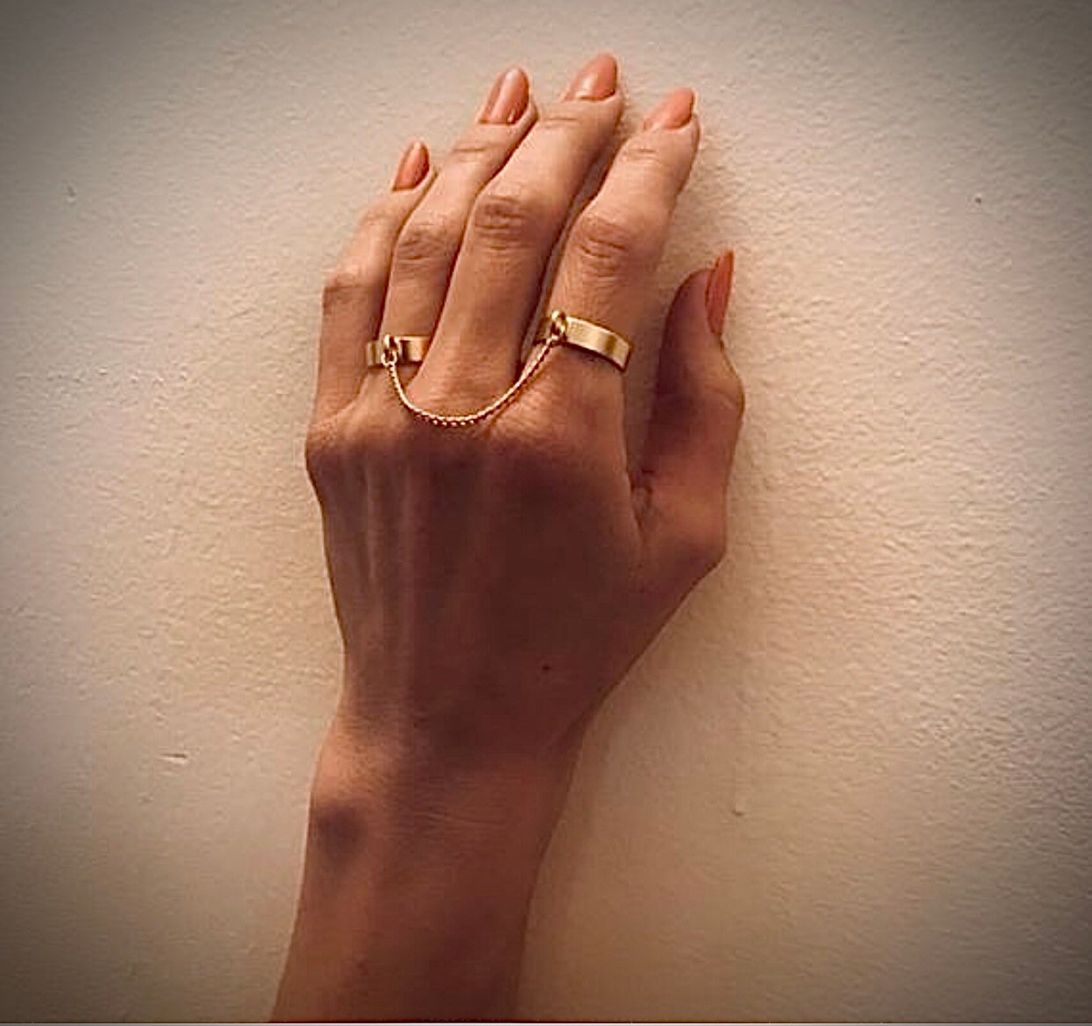 Double Finger Ring Ring With Chain Boho Ring for Women | Etsy