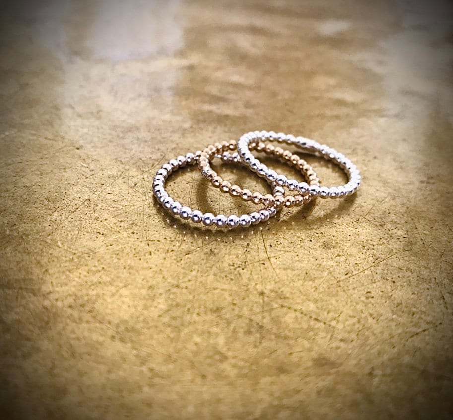 Beaded Rings Gold Stacking Ring Ring Set Gold Ring for | Etsy