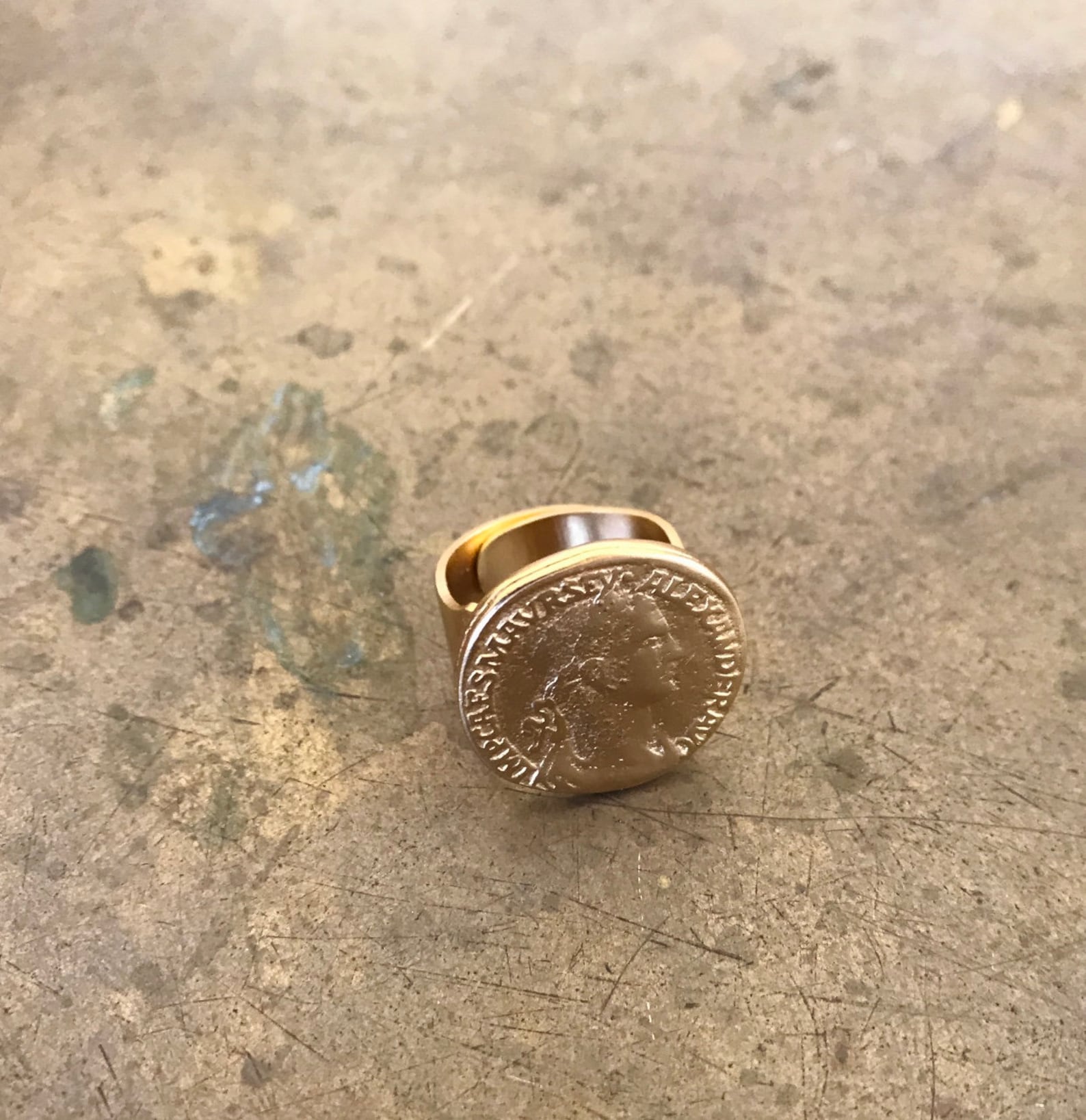 Coin Ring Signet Ring Gold Circle Ring Ancient Ring | Etsy