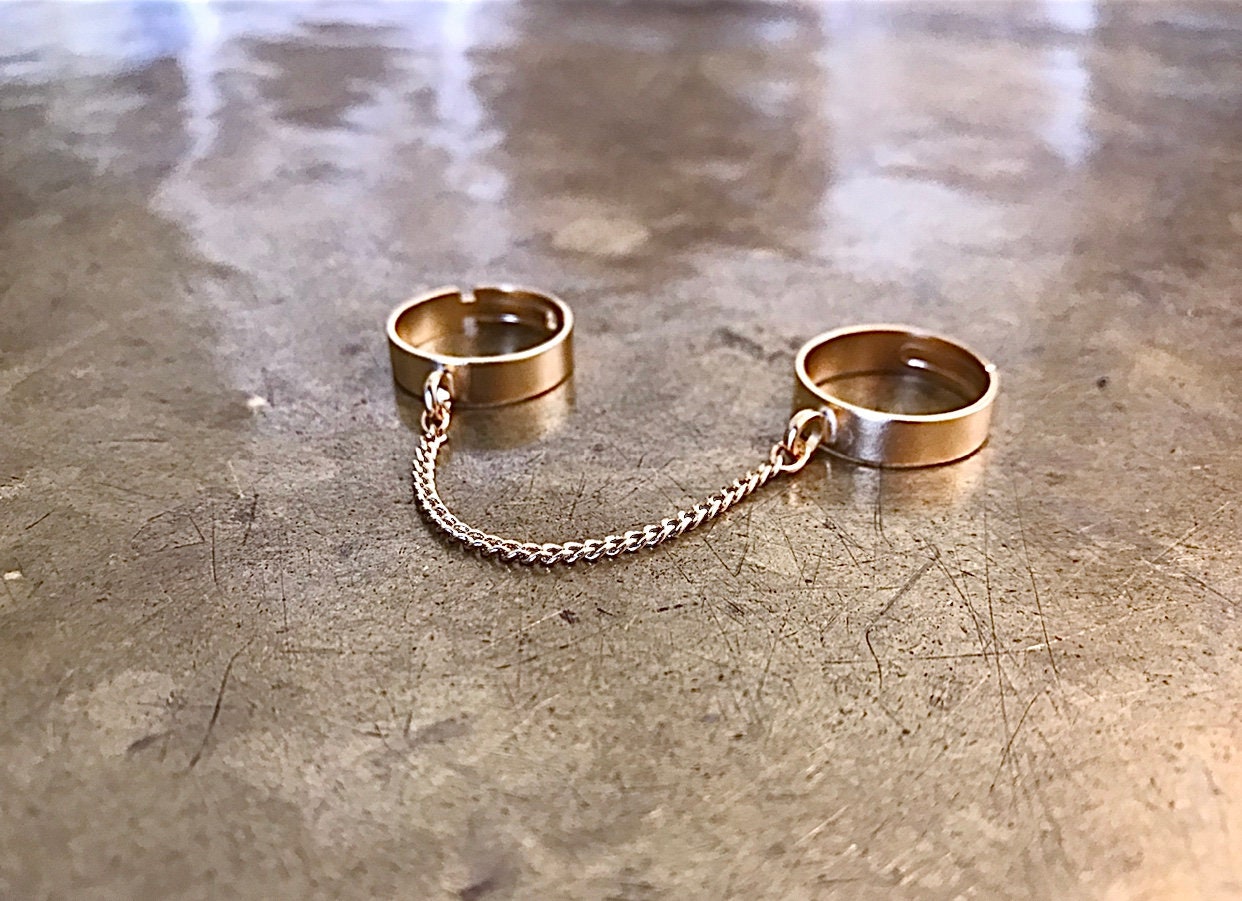 Double Finger Ring Ring With Chain Boho Ring for Women | Etsy