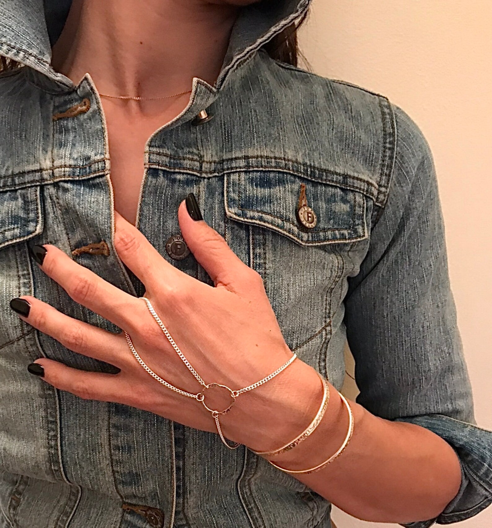Ring Bracelet, Ring Chain Bracelet, Hand Bracelet, Slave Bracelet, Boho ...