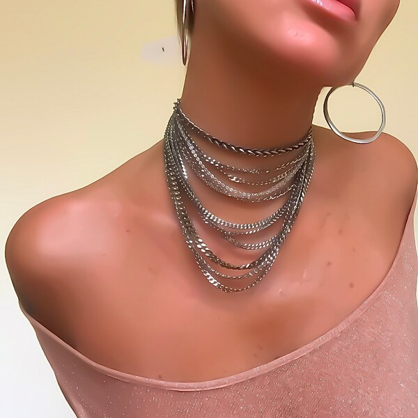 Multi Chain Necklace - Etsy