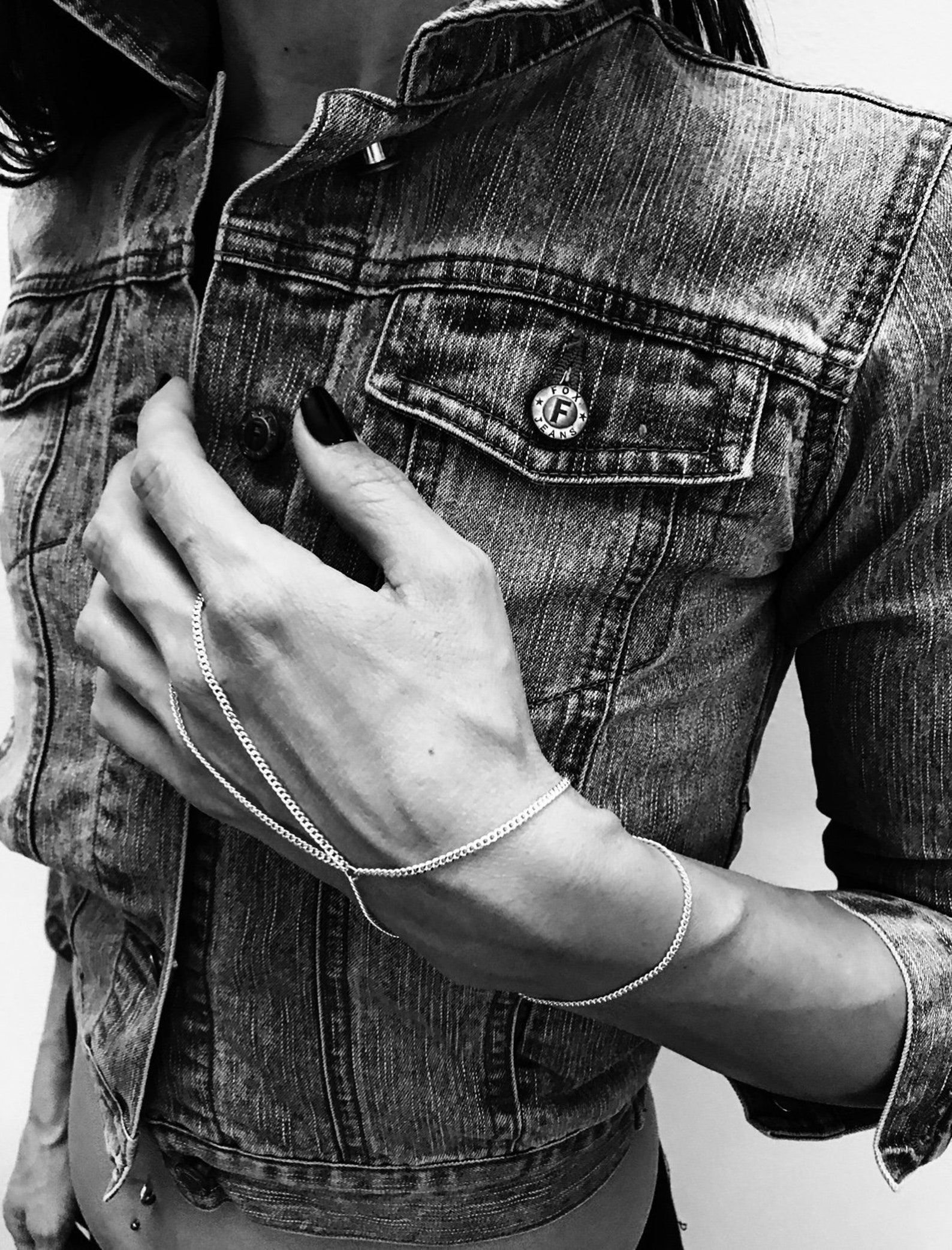 Silver Hand Bracelet, Ring Bracelet, Ring Chain Bracelet, Hand Bracelet ...