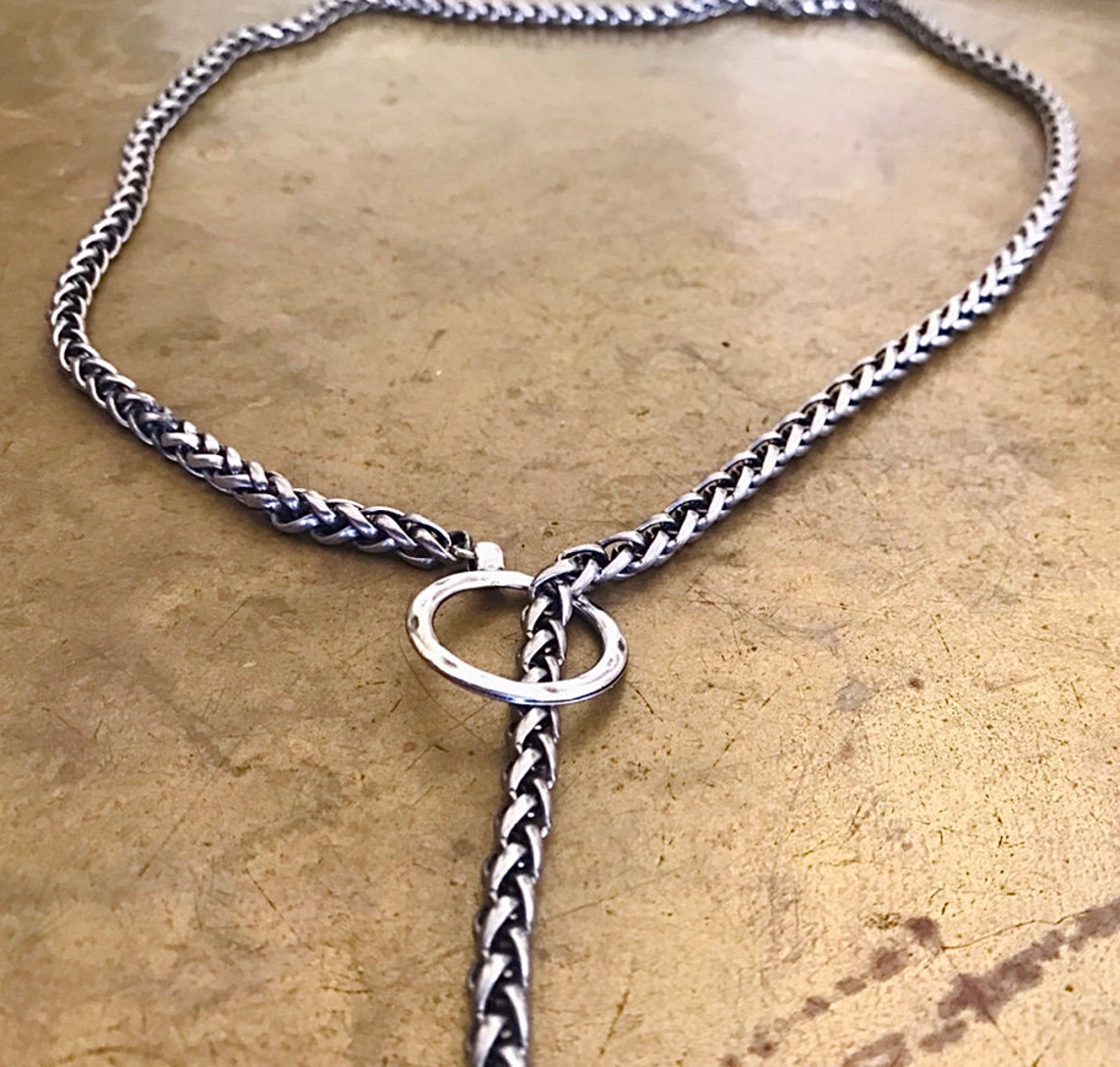 Silver Chain Necklace Men, Black Silver Necklace, Layered Necklace ...