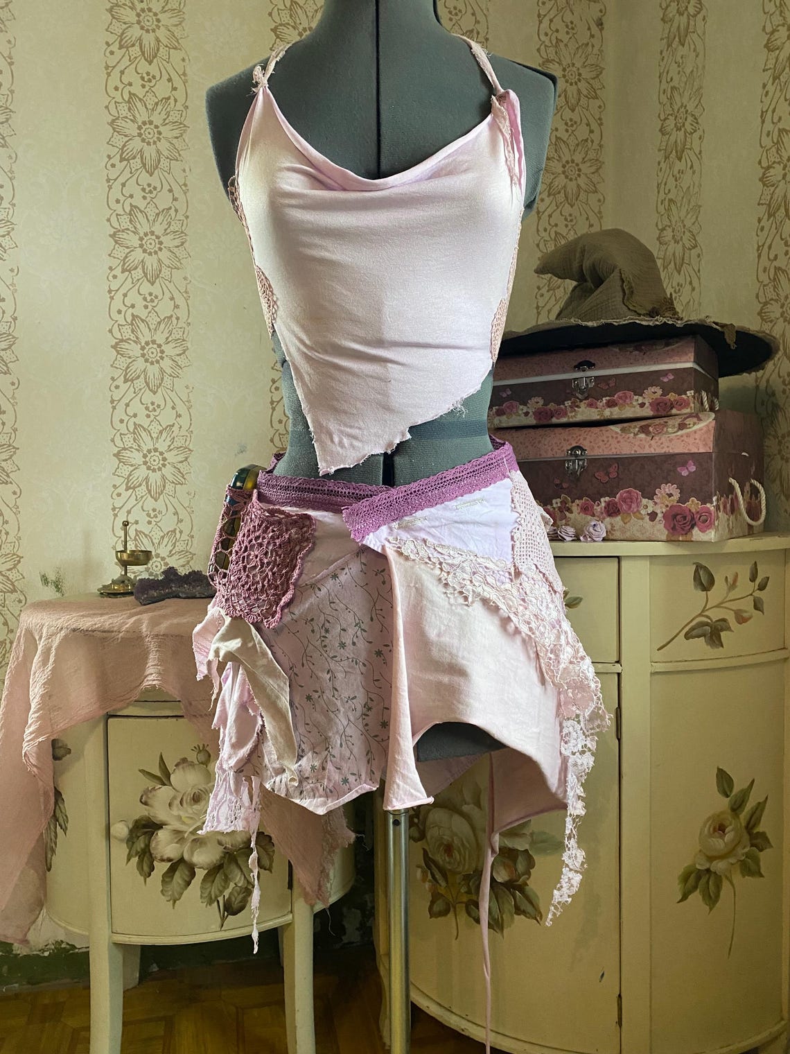 Rose Fairy Dryad Outfit Top and Skirt Handmade Slow Fashion Organic ...